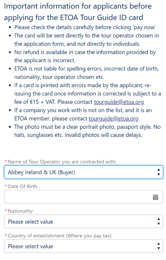Tour Guide ID card - ETOA - European tourism association | 1,200 ...
