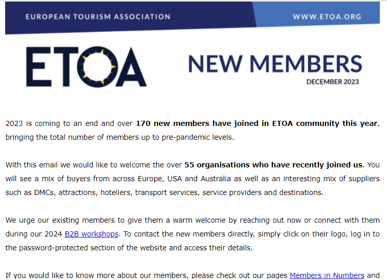 New members - ETOA - European tourism association | 1,100+ members